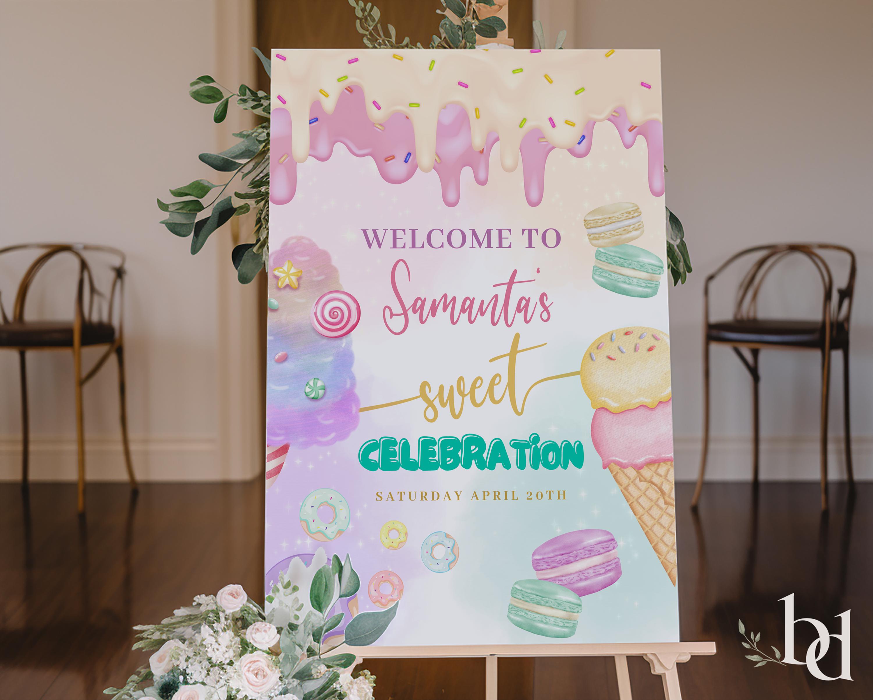 Candyland Birthday Welcome Sign Template, Sweet One 1st Birthday ...