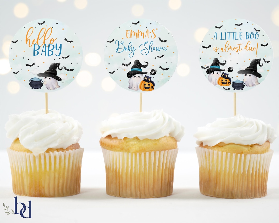 Little Boo Cupcakes Toppers Template, Printable & Editable Halloween ...