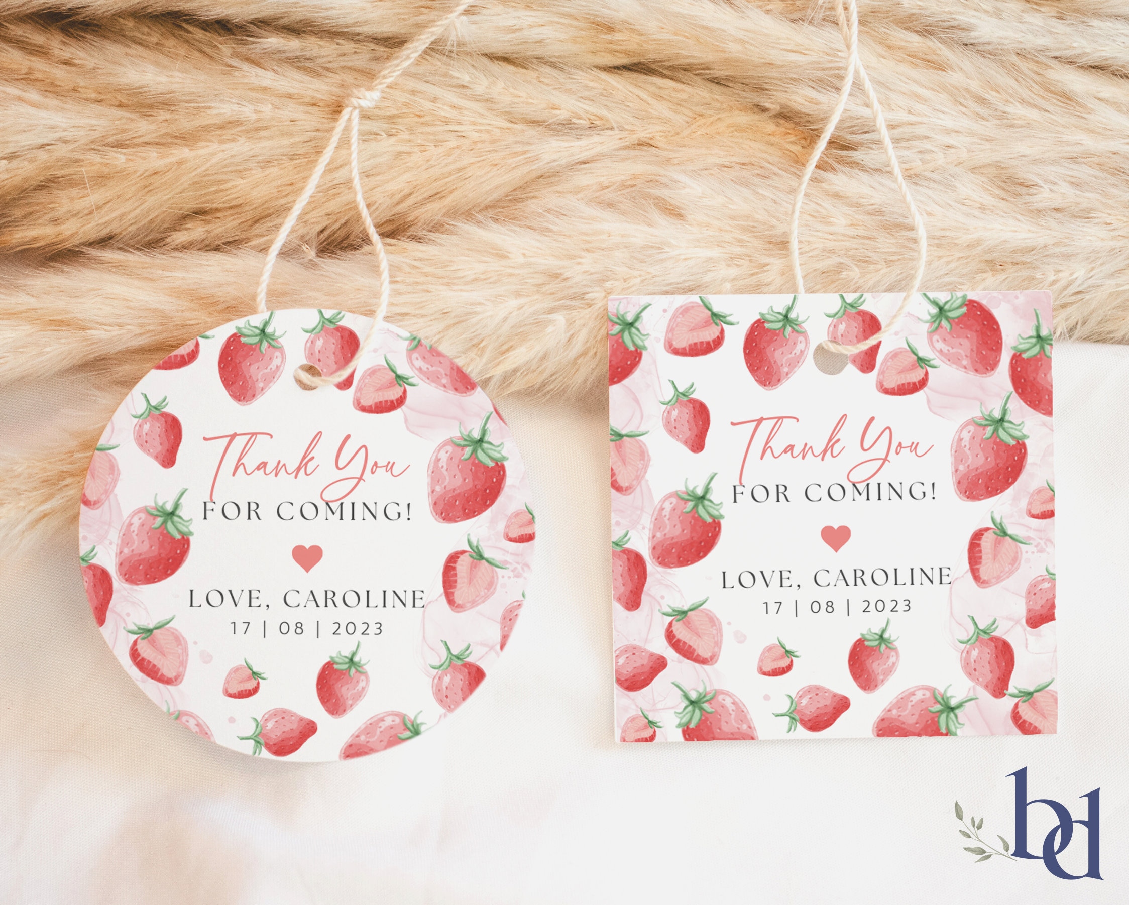 Berry First Birthday, Strawberry, 1st Birthday, Gift Tags, Circle and ...
