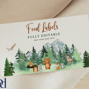 Woodland Creatures Food Label Template, Baby Shower Place Card ...