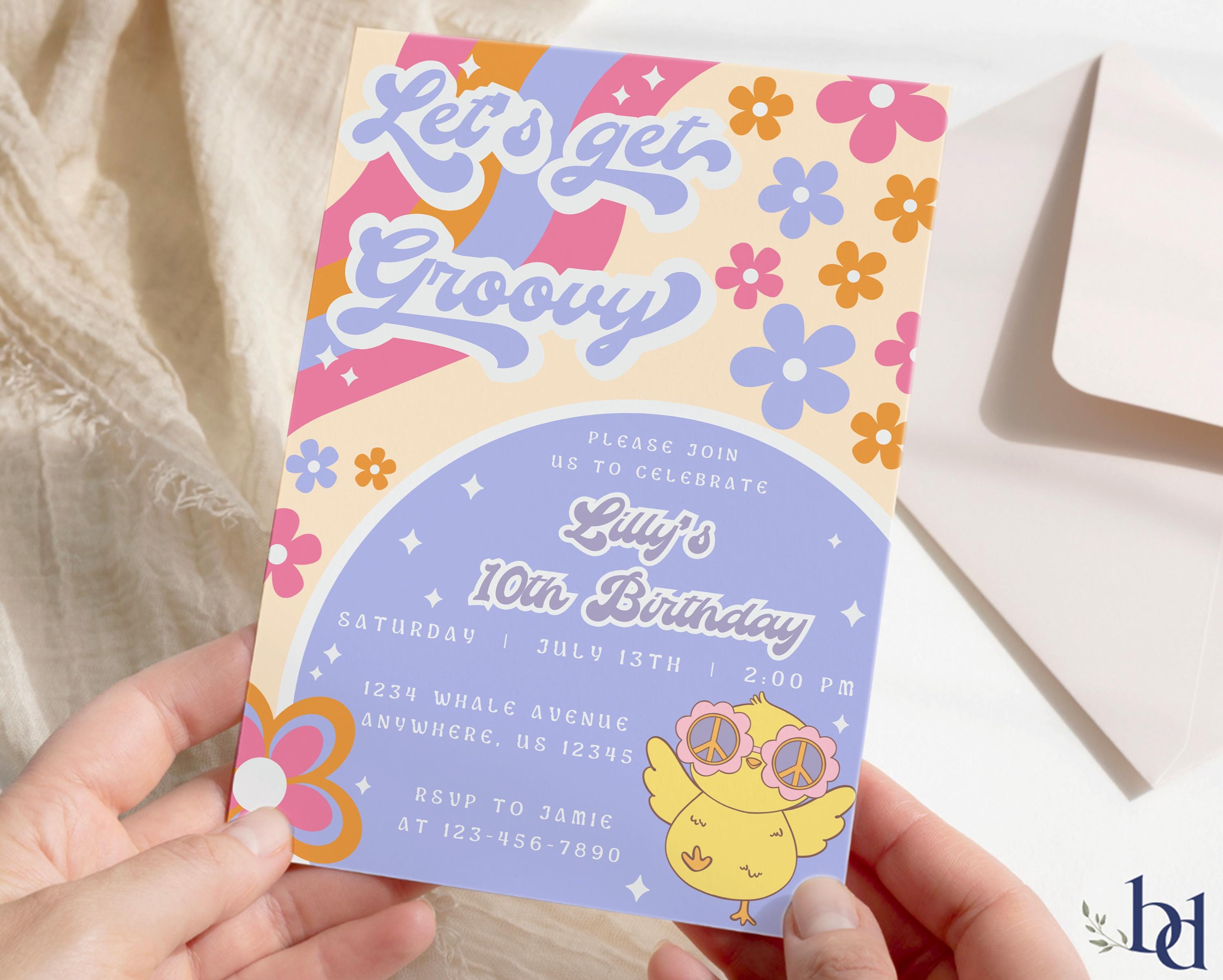 Let's Get Groovy Invitation Template, Editable & Printable 70s Disco ...