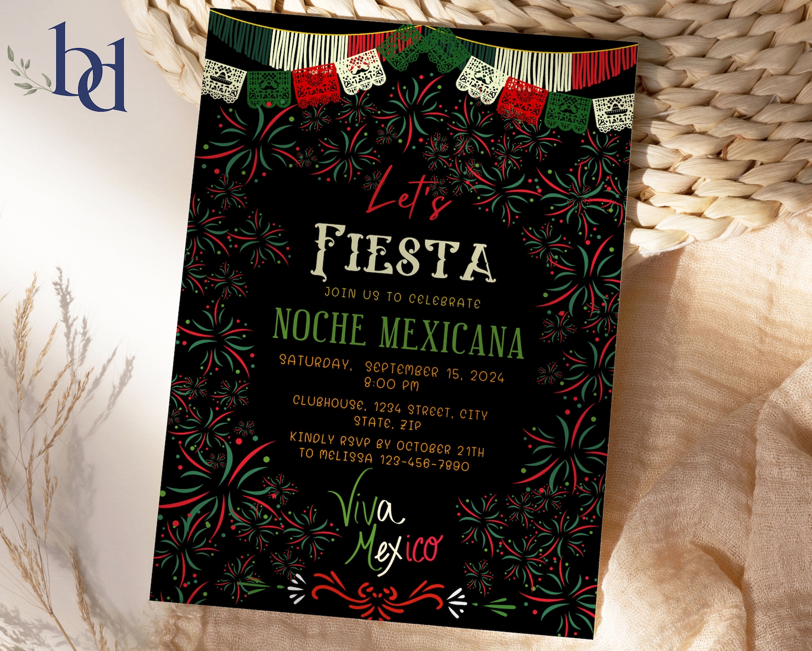 Mexican Fiesta Invitation Template, Editable Mexican National Holiday ...