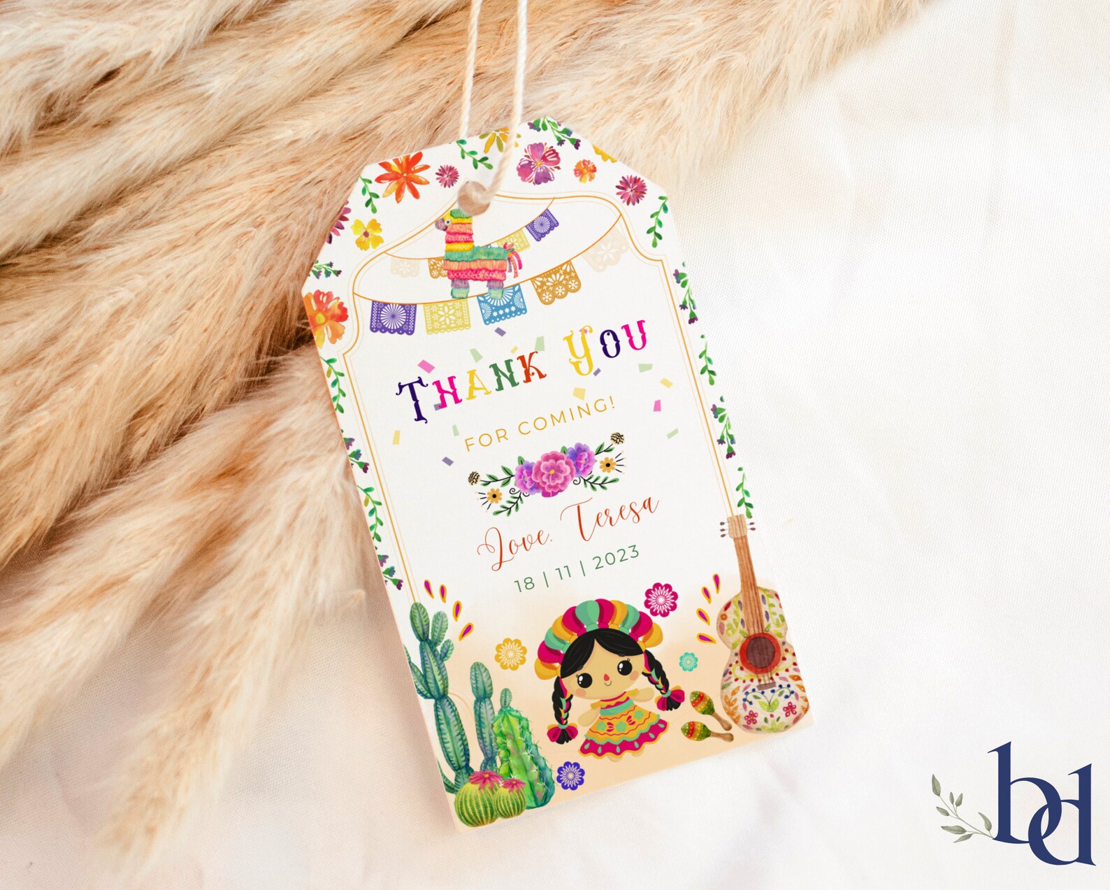 Mexican Gift Tag Template, Mexican 1st Birthday Favor Tags, Editable ...