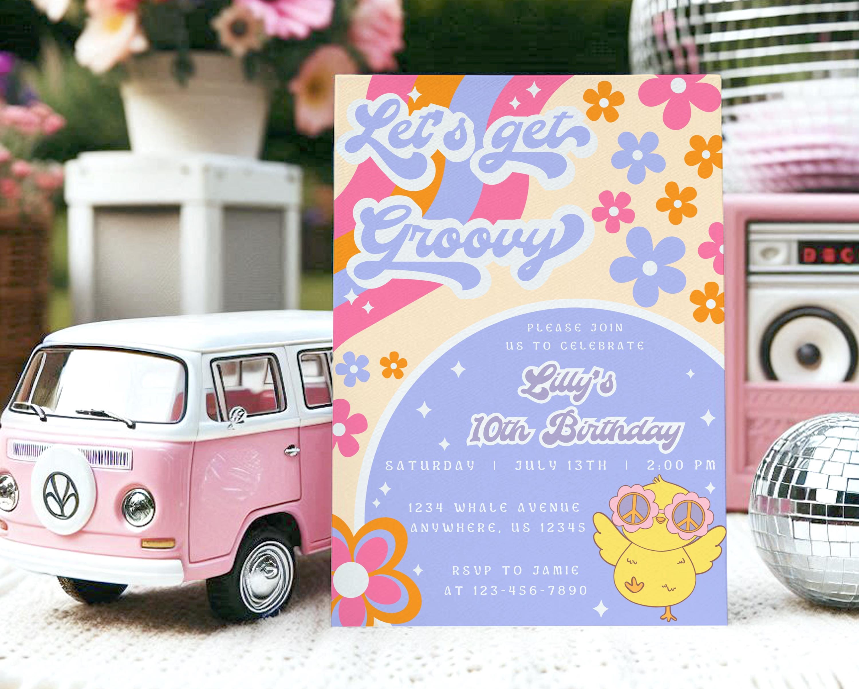 Let's Get Groovy Invitation Template, Editable & Printable 70s Disco ...