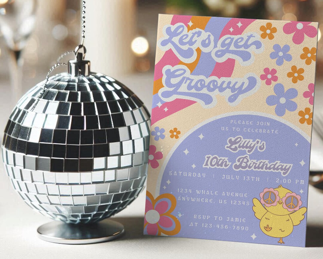 Let's Get Groovy Invitation Template, Editable & Printable 70s Disco ...