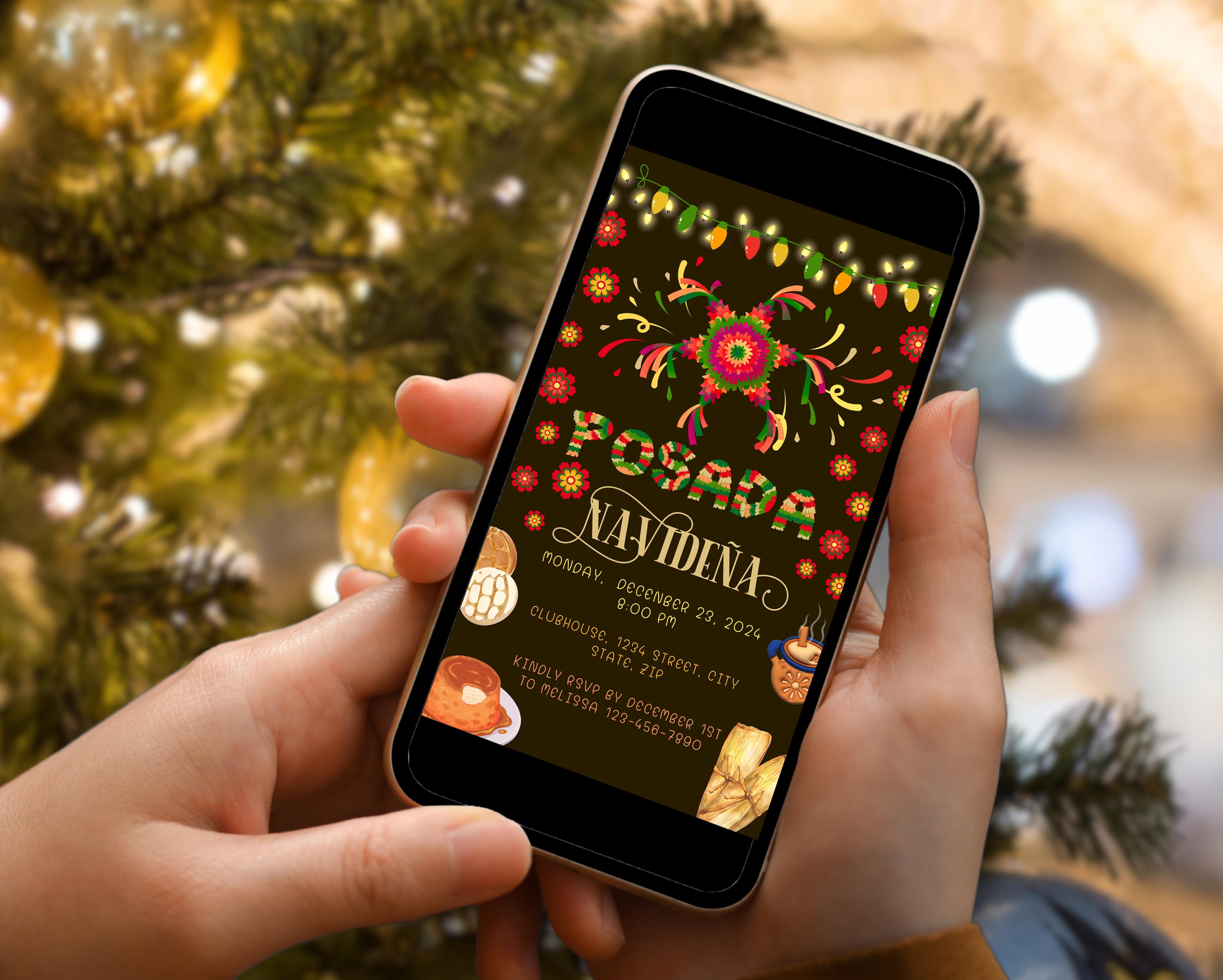 Posada Navideña Invitation Template, Editable & Printable Mexican Family Christmas Reunion ...