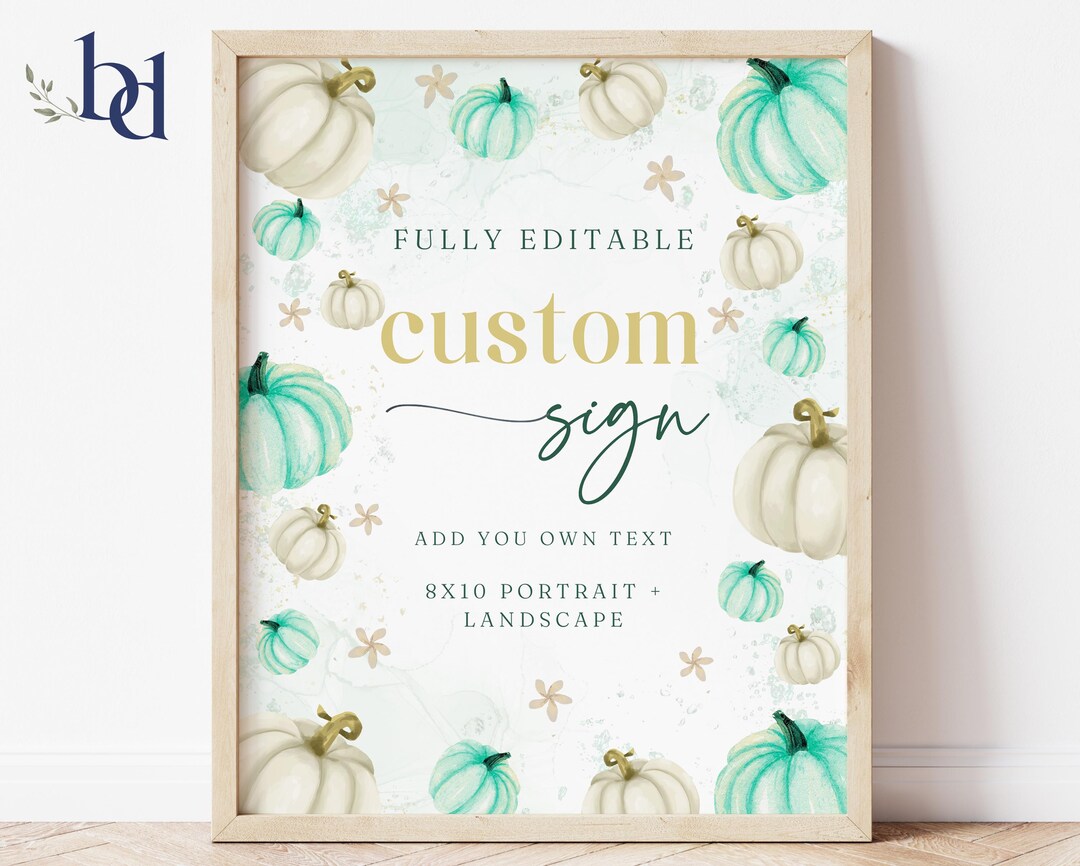 Custom Little Pumpkin Sign Template, Fall Baby Shower Boy Sign ...