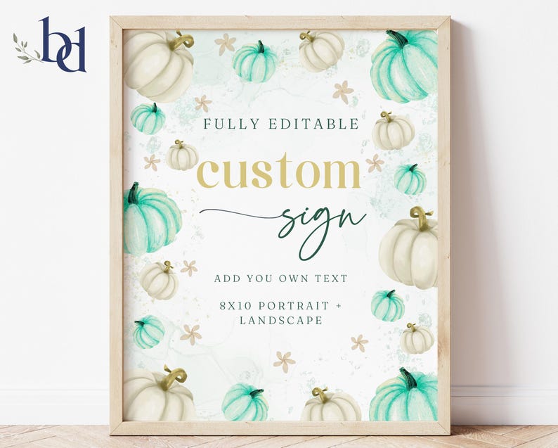Custom Little Pumpkin Sign Template, Fall Baby Shower Boy Sign ...