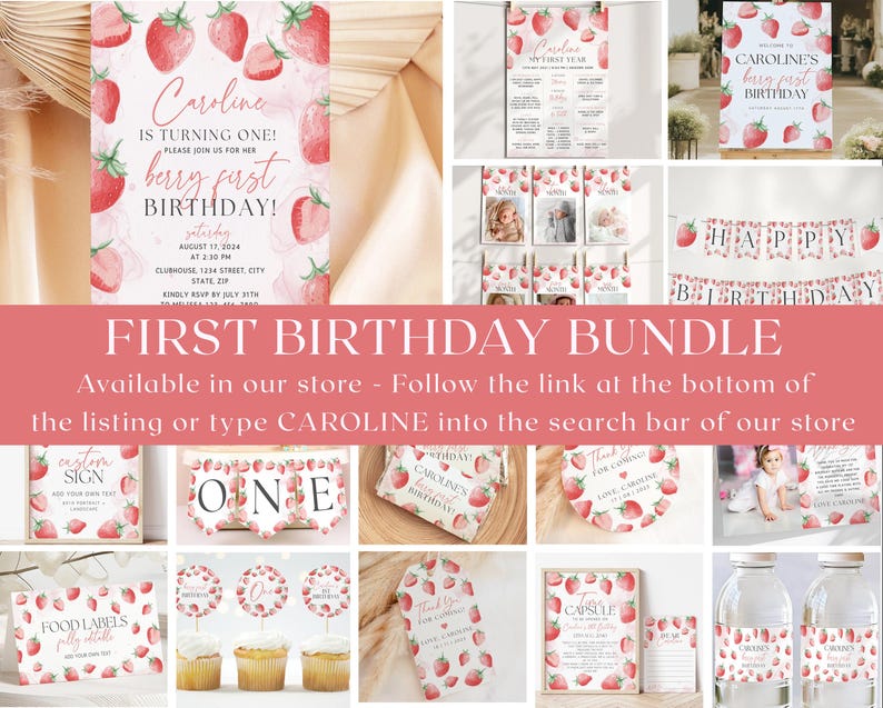 Strawberry Cupcake Toppers Template, Berry 1st Birthday Cupcake Toppers ...