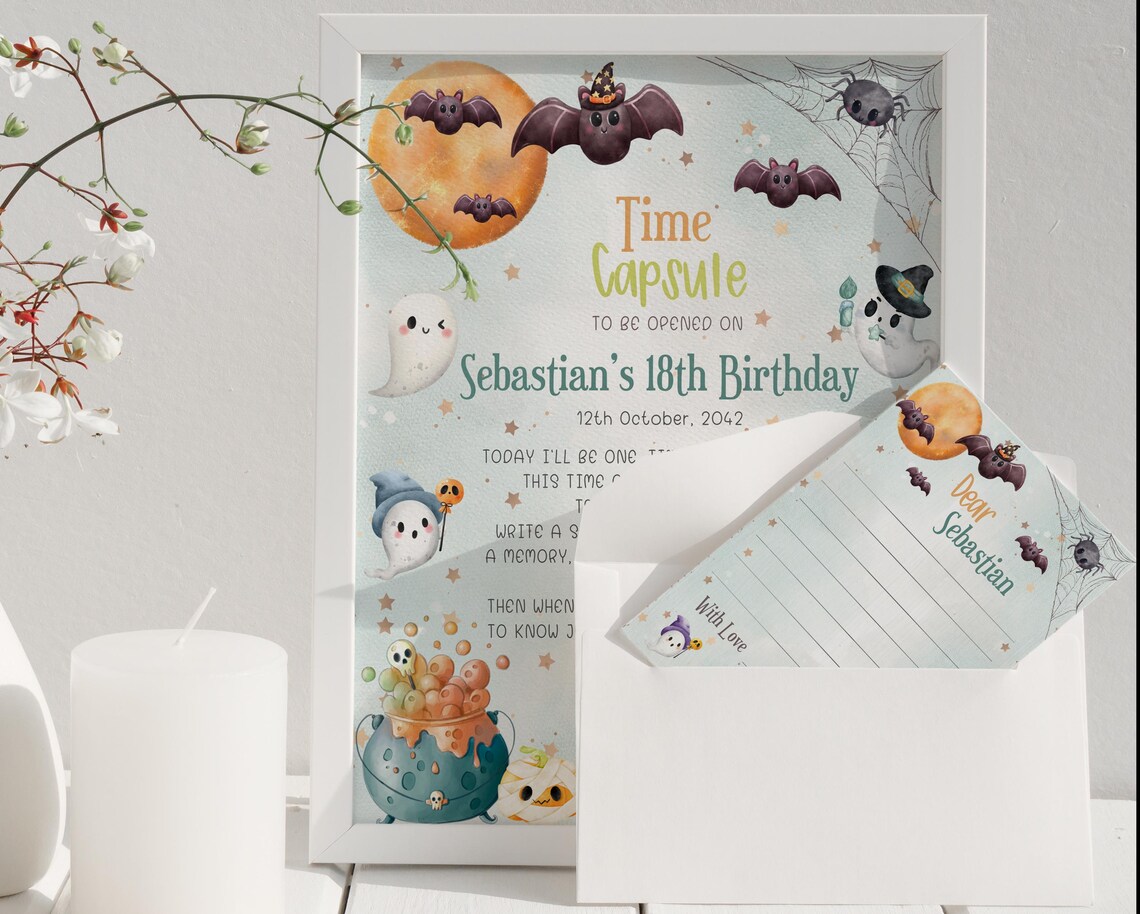 Hey Boo 1st Birthday Boy Time Capsule Template, Baby First Halloween ...