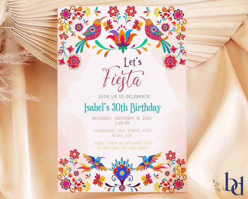 Mexican Otomi 30th Birthday Invitation Template, Personalized Birthday ...