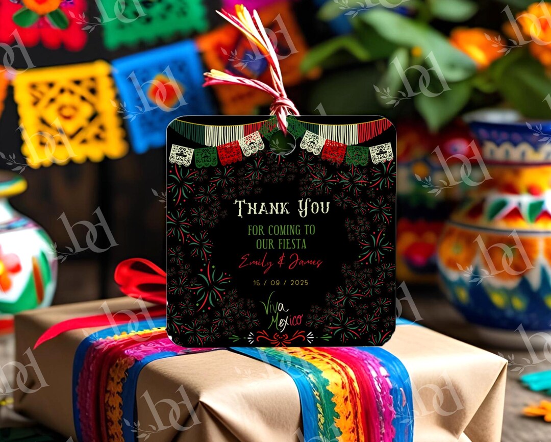 Mexican Gift Tags Template, Lest Fiesta Square & Circle Tag, Editable ...