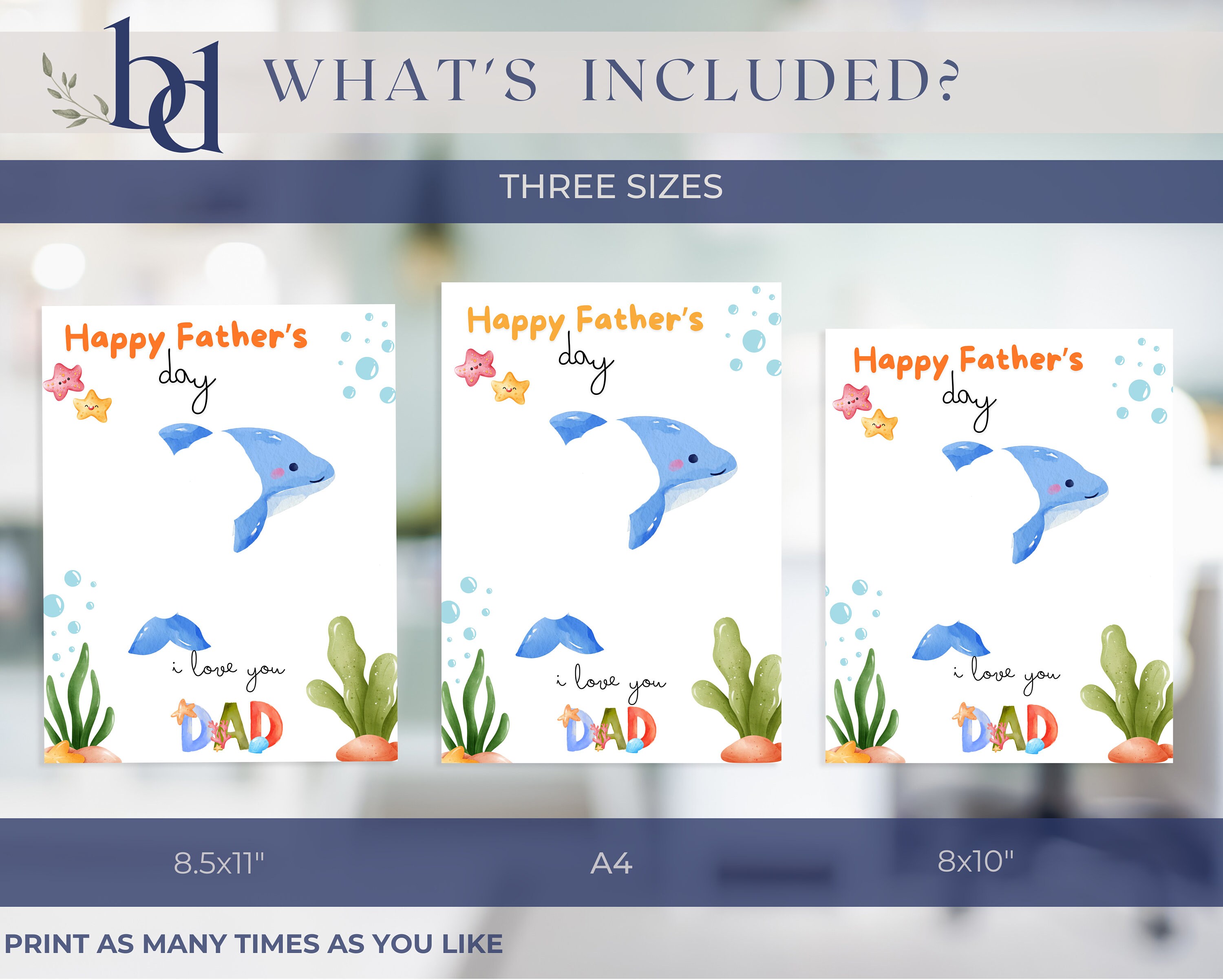 Father's Day Gift Handprint + Footprint Sea Animals, Arts + Crafts for ...