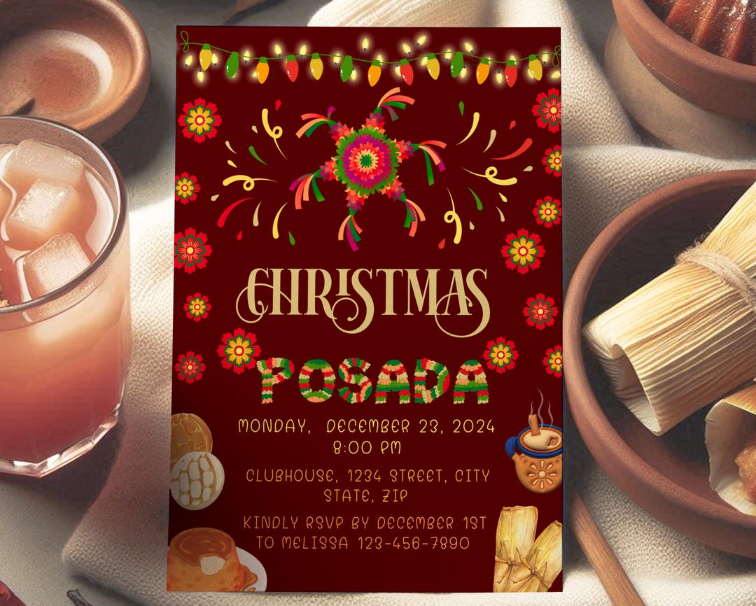 Christmas Posada Invitation Template, Editable & Printable Mexican Family Christmas Reunion ...