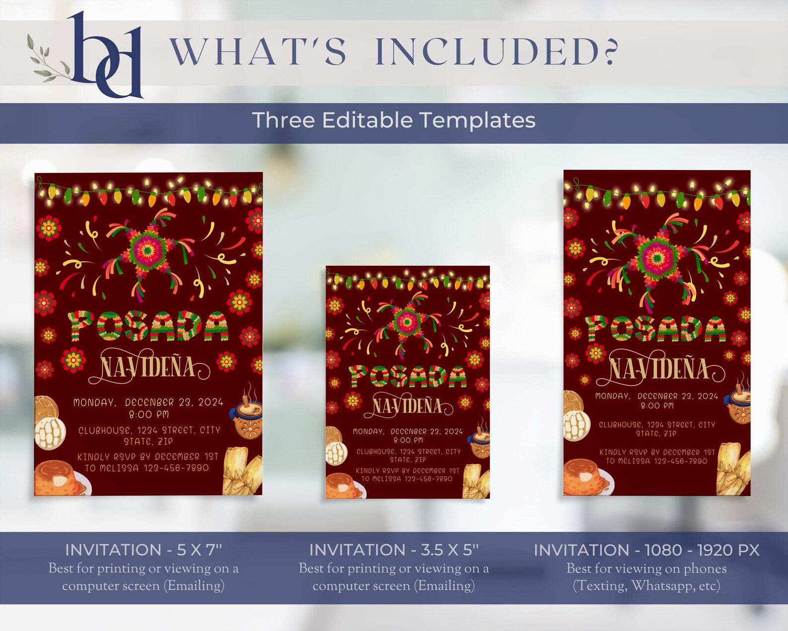 Posada Navideña Invitation Template, Editable & Printable Mexican Family Christmas Reunion ...