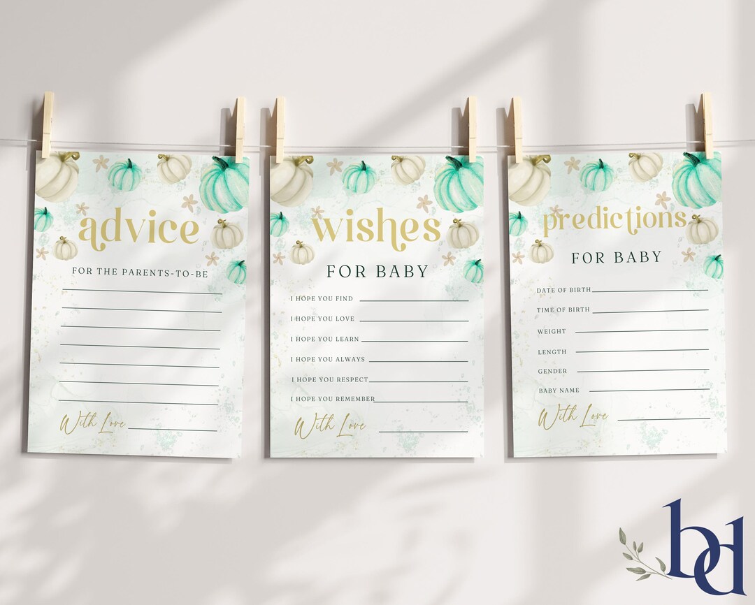 Little Pumpkin Baby Shower Advice Template, Printable & Editable Autumn ...