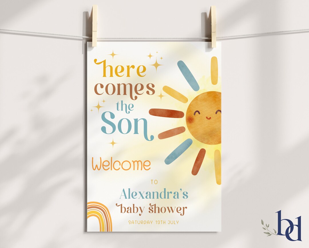 Here Comes the Son Welcome Sign Template, Editable & Printable Sunshine ...