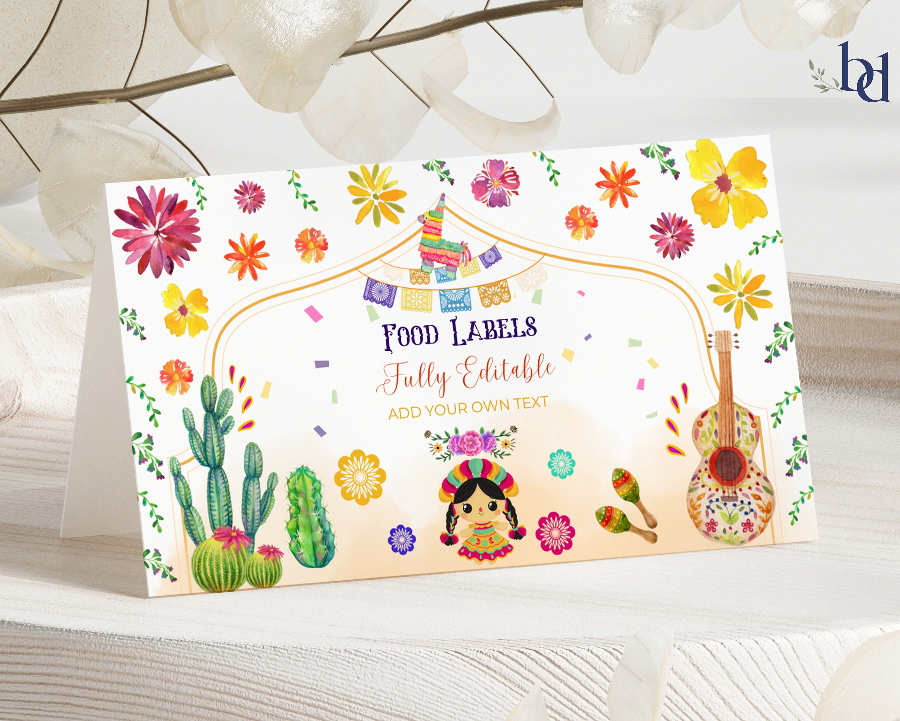 Mexican Food Labels Template, Mexican First Birthday Place Card, 1st ...