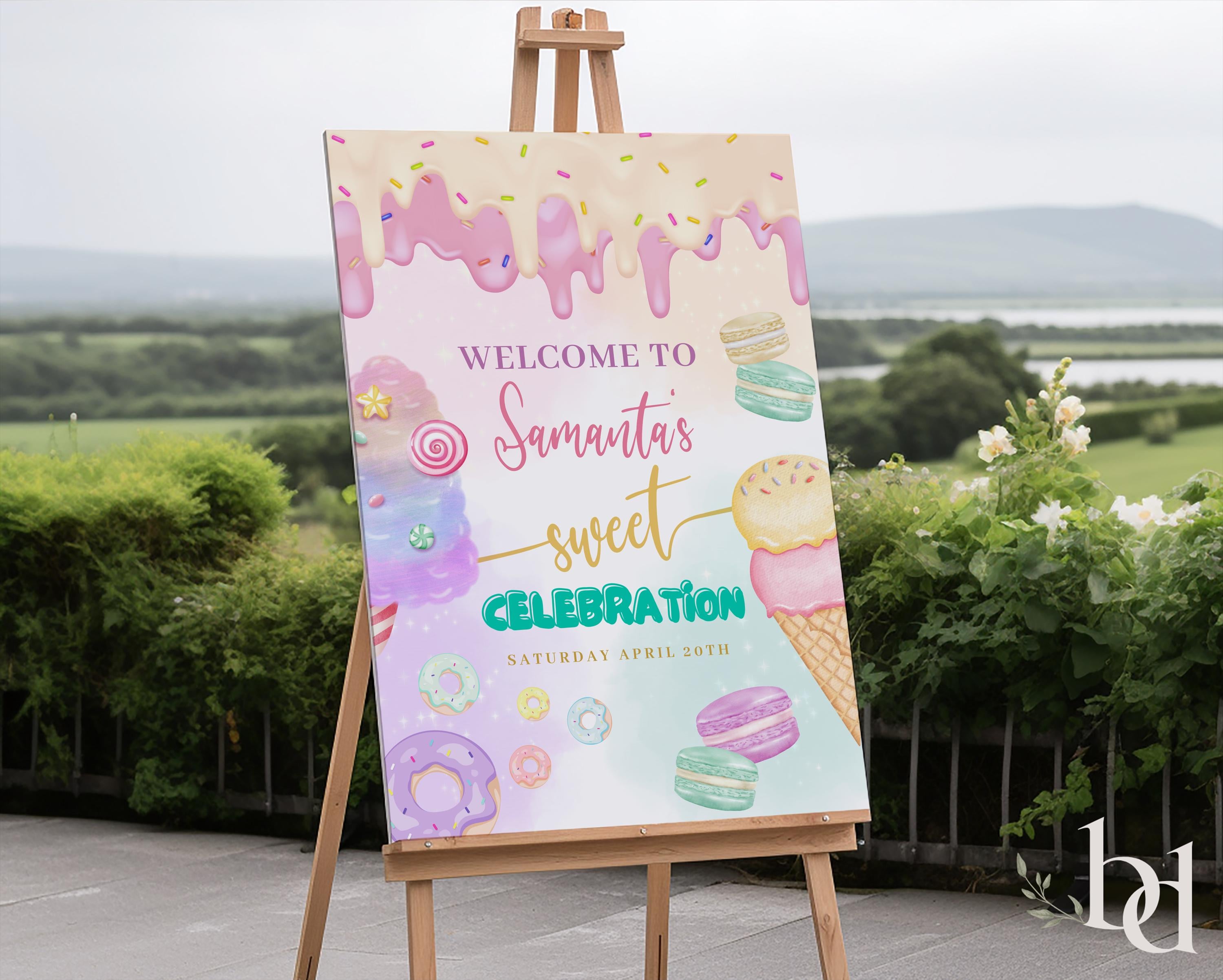 Candyland Birthday Welcome Sign Template, Sweet One 1st Birthday ...