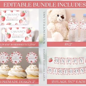 Berry 1st Birthday Invitation Bundle, Strawberry Birthday Invite ...
