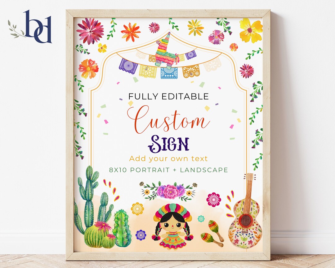 Mexican Custom Sign Template, Mexican 1st Birthday Poster, Editable ...