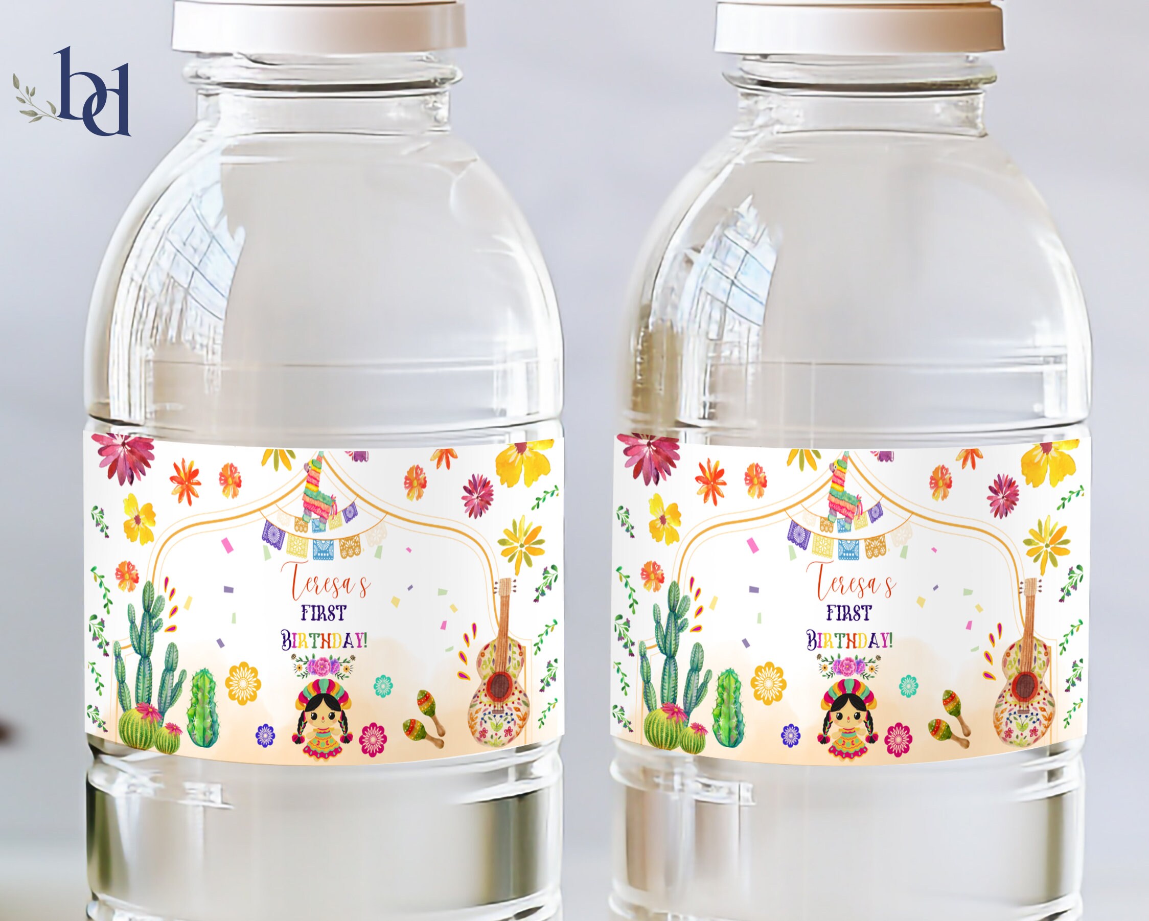 Mexican Water Bottle Labels Template, Editable First Birthday Bottle ...