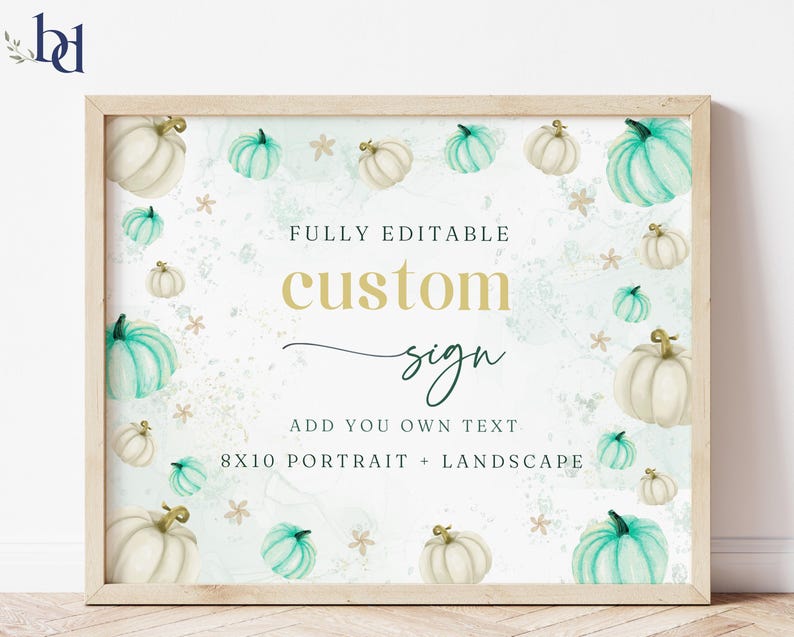 Custom Little Pumpkin Sign Template, Fall Baby Shower Boy Sign ...