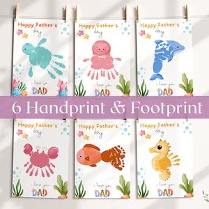 Father's Day Gift Handprint + Footprint Sea Animals, Arts + Crafts for ...