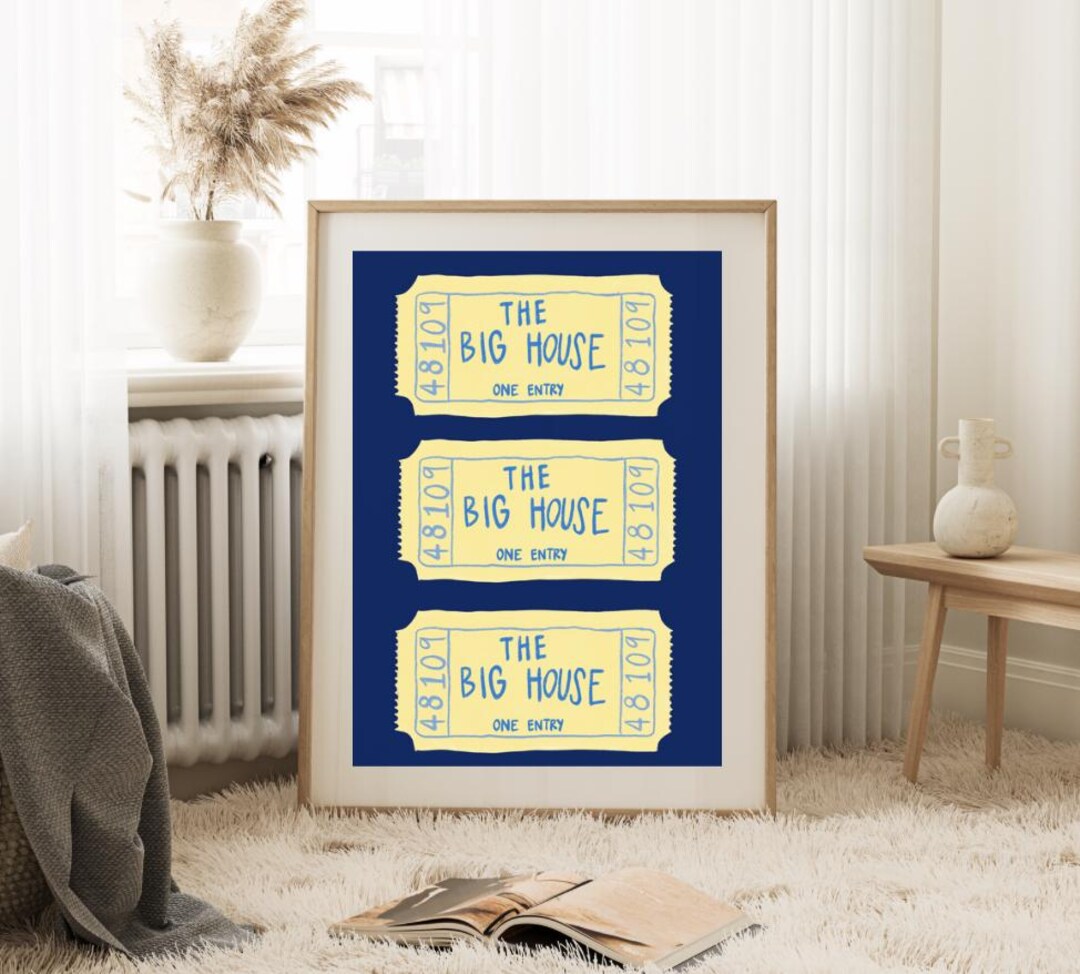 Michigan Football Ticket Art Print: Retro College Wall Decor (digital ...