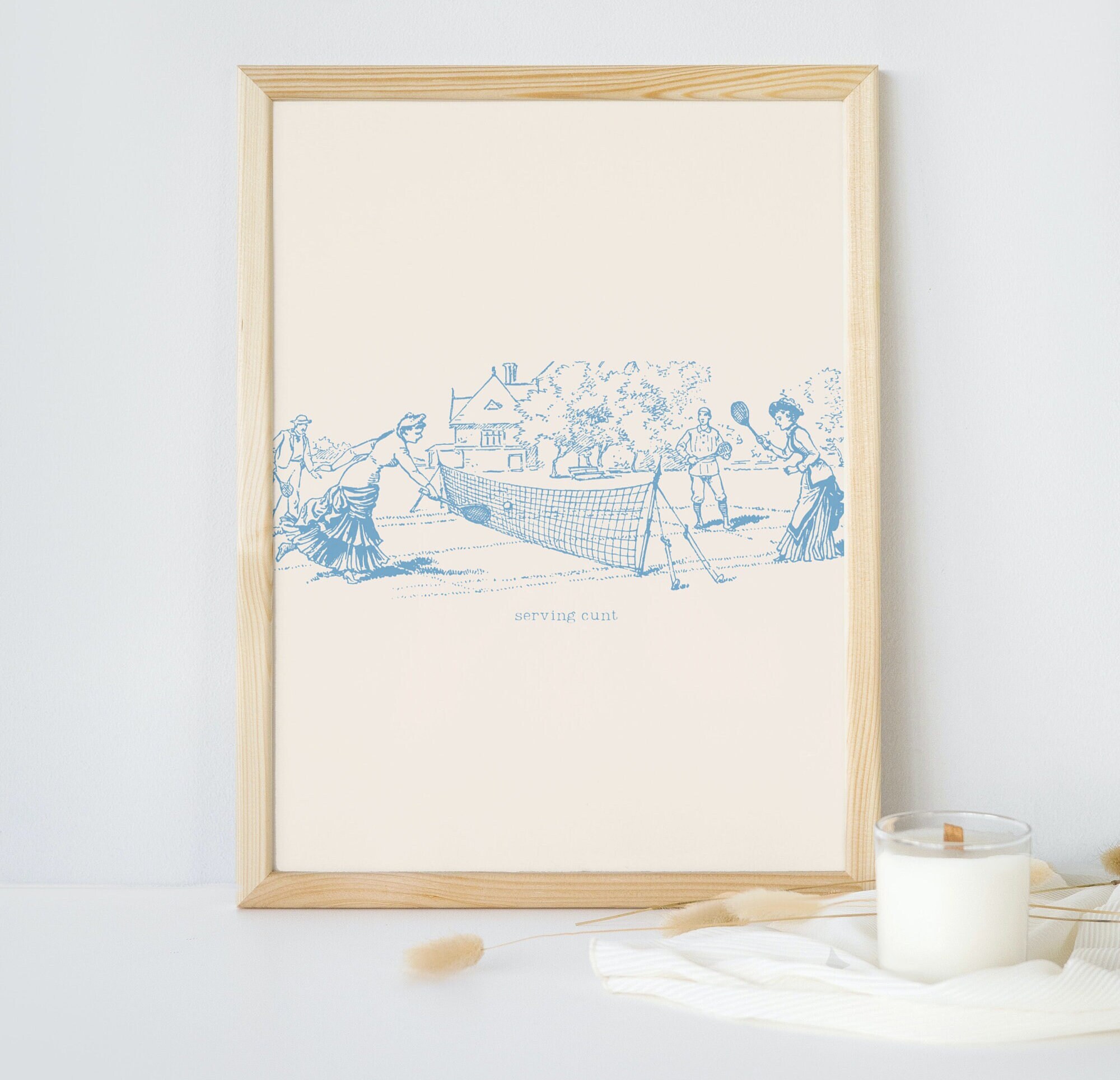 Vintage Tennis Serving Poster, Vintage Art, Funny Vintage Art, Coastal ...