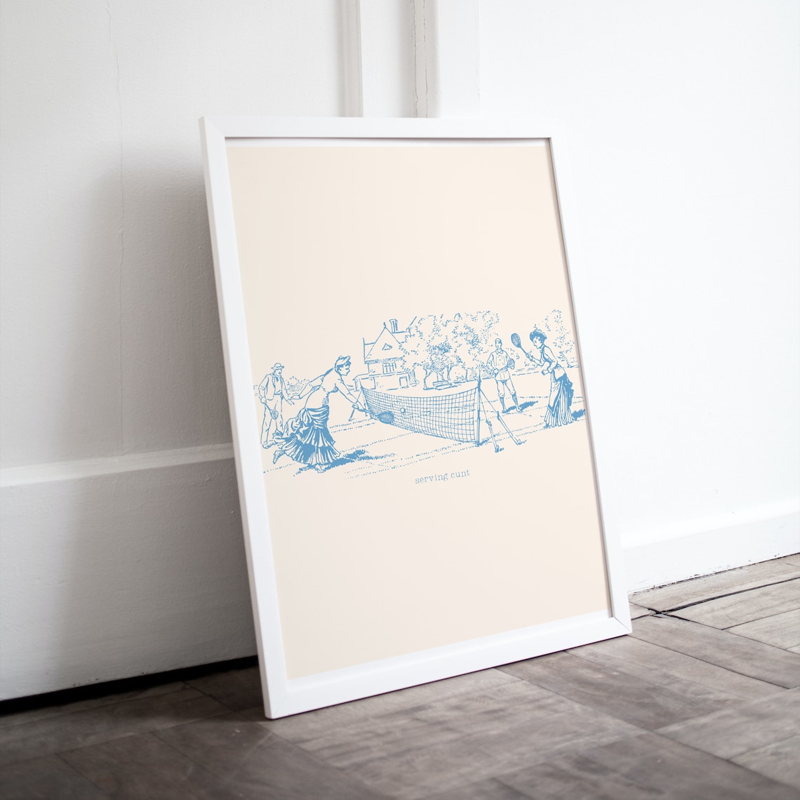 Vintage Tennis Serving Poster, Vintage Art, Funny Vintage Art, Coastal ...