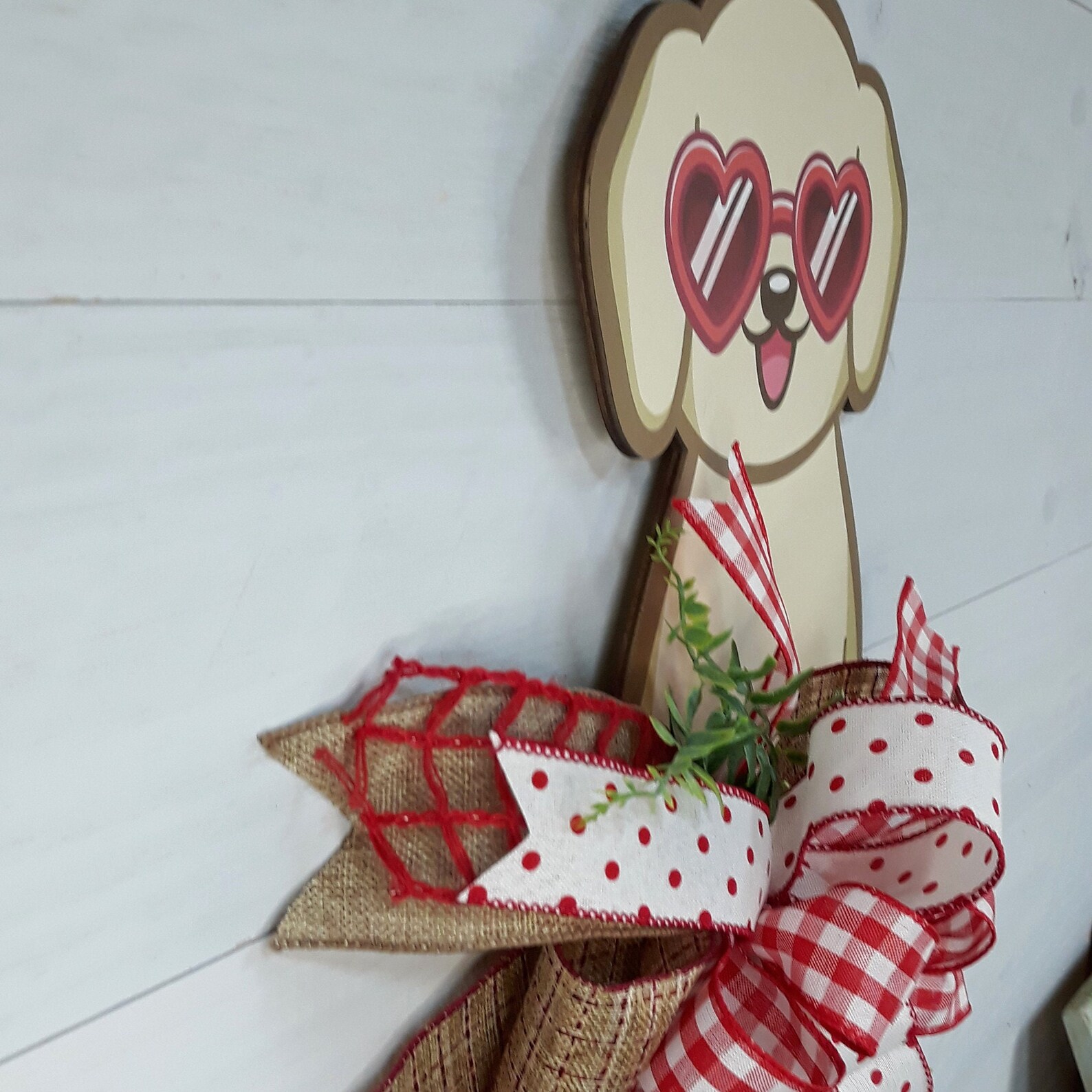 Handcrafted Door Dog Decor, Dog Door Hanger, Wood Dog Door Hanger, Red ...