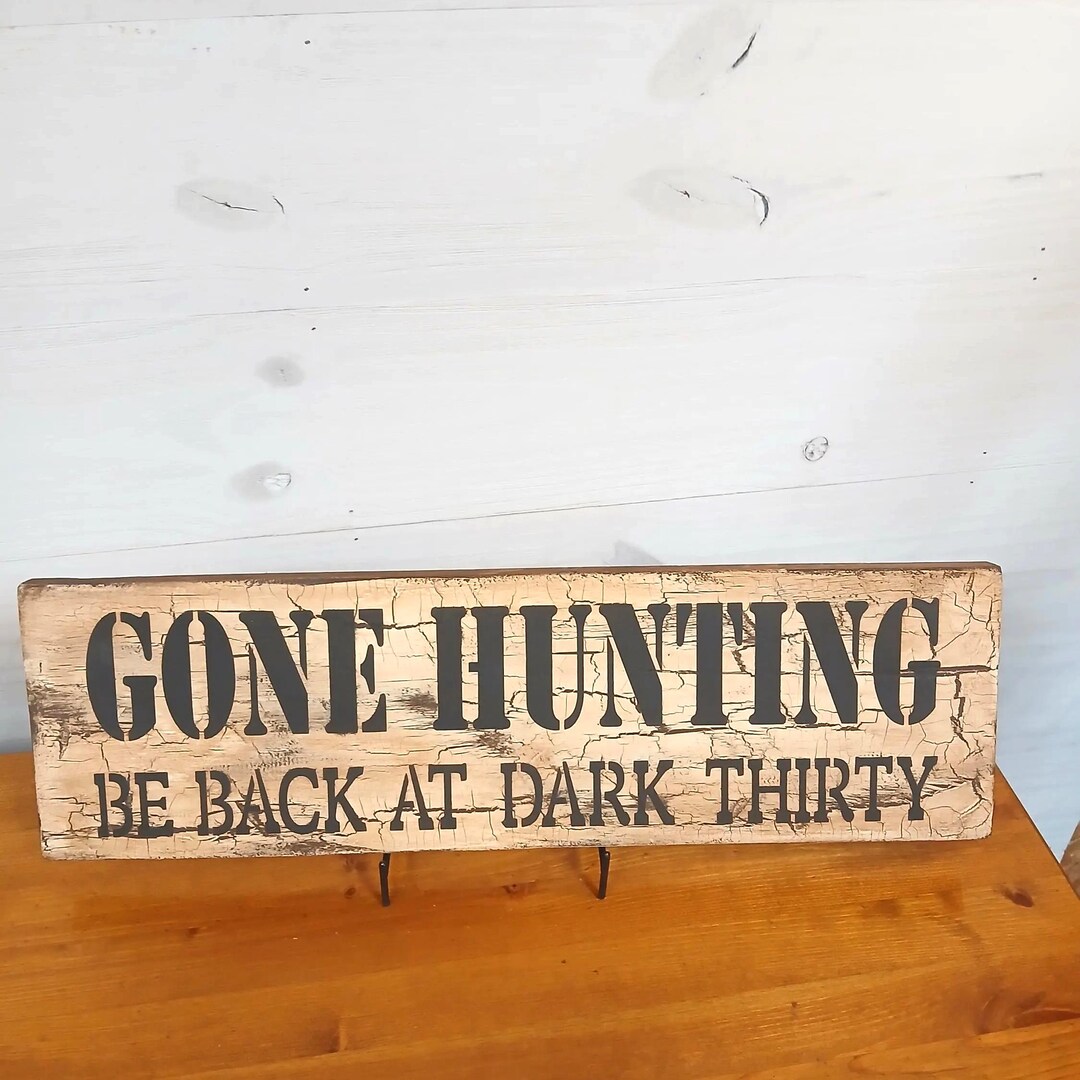 Rustic "gone Hunting" Wood Sign, Cabin Decor, Country Man Cave Wall Art ...