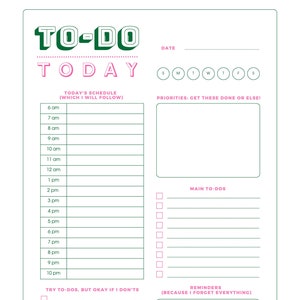 Digital Daily Planner, Downloadable Daily to Do List, One Page Reusable ...