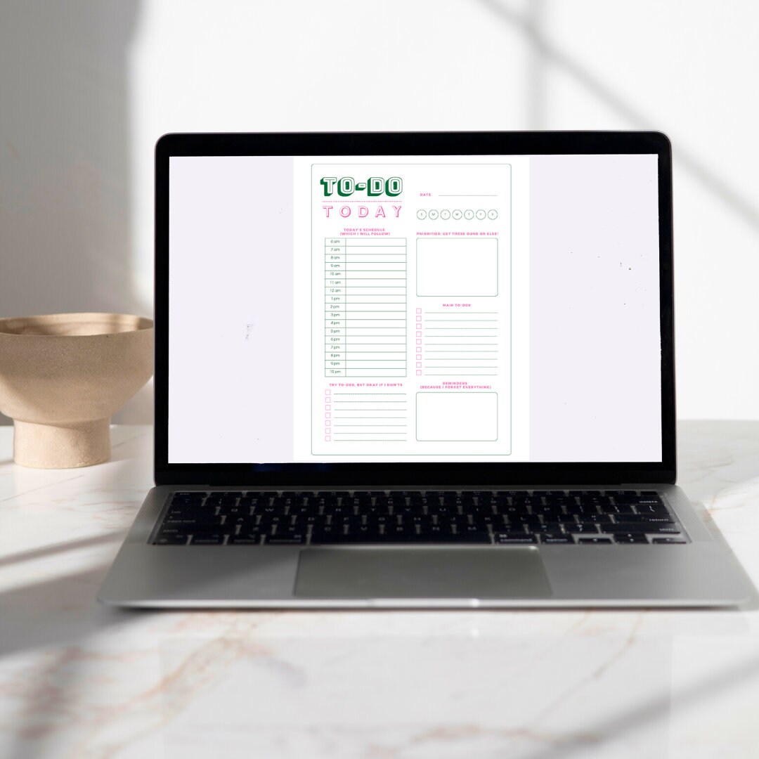 Digital Daily Planner, Downloadable Daily to Do List, One Page Reusable ...