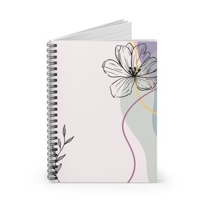 Pastel Simple Flower Outline Spiral Notebook - Ruled Line - Etsy