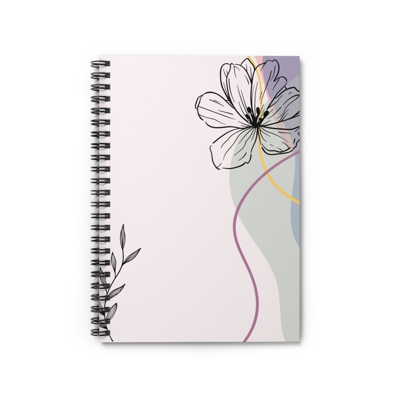 Pastel Simple Flower Outline Spiral Notebook - Ruled Line - Etsy
