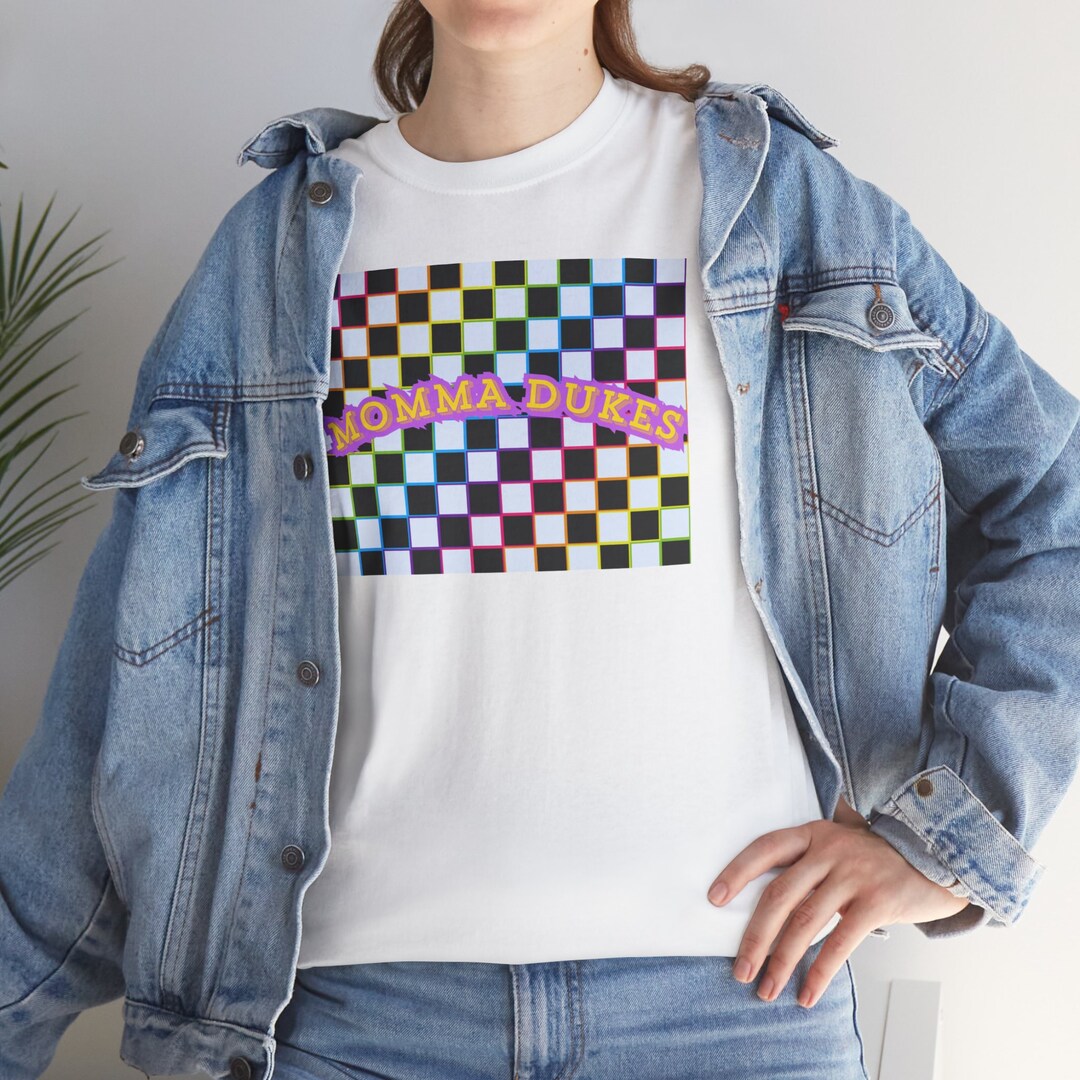 Momma Dukes (black and White Checkered Backdrop With Neon Accents ...