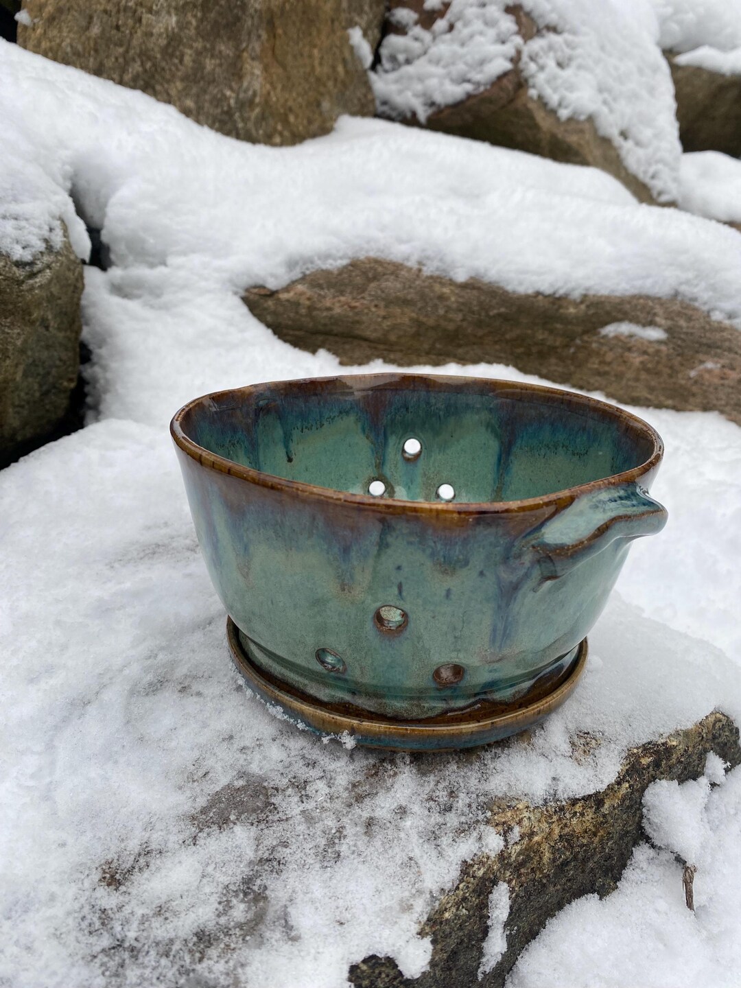 Handmade Ceramic Berry Bowl With Saucer, Stoneware Pottery Berry Bowl ...