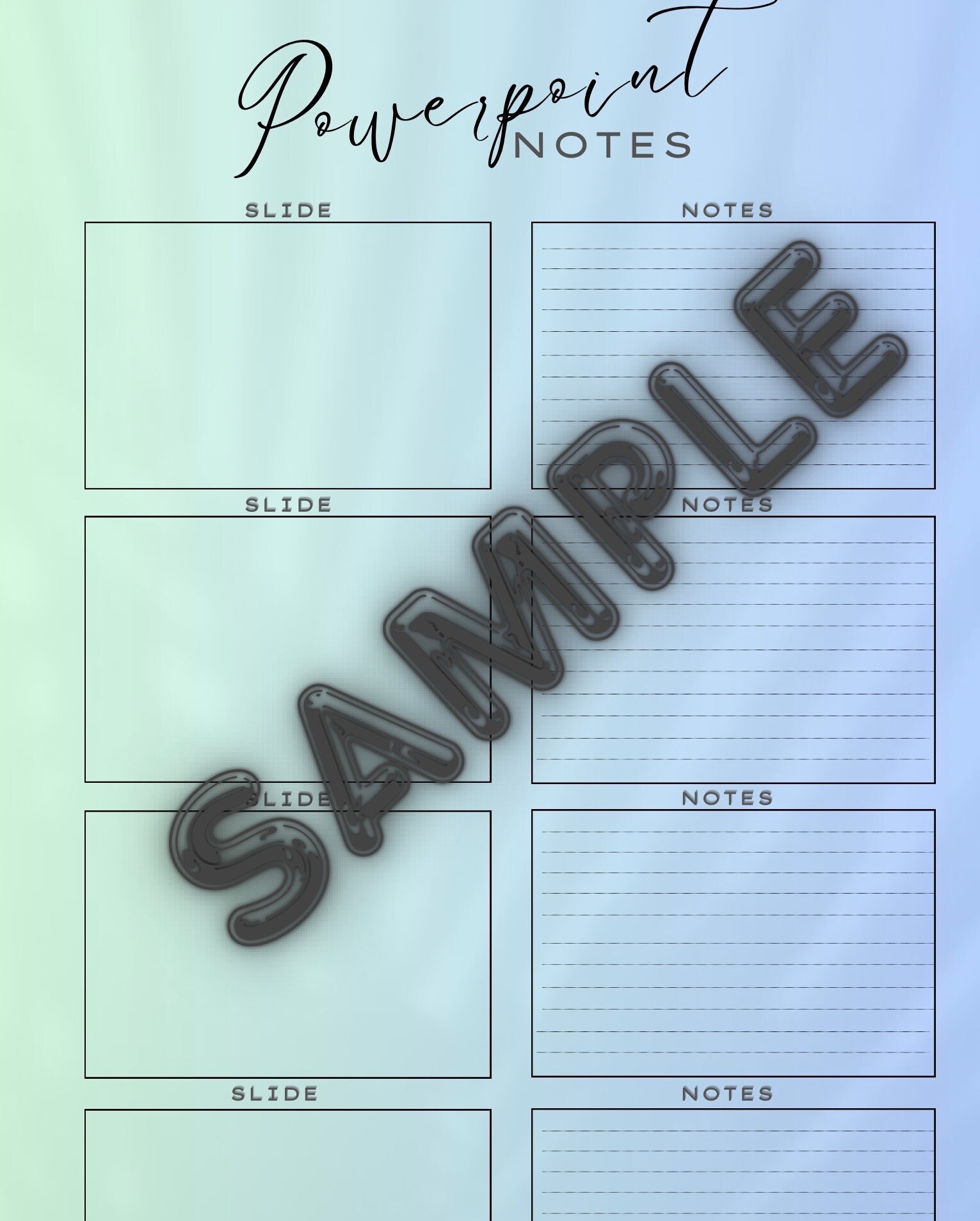 Powerpoint Note Taking Template - Etsy