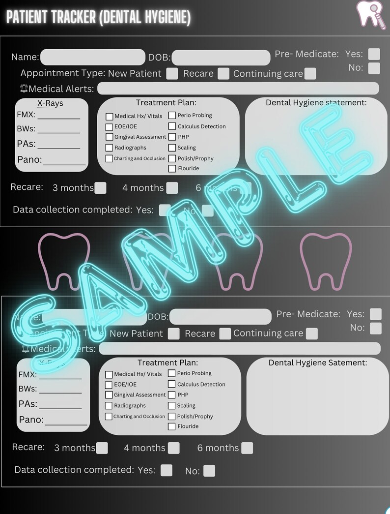Dental Hygiene Patient Tracker - Etsy