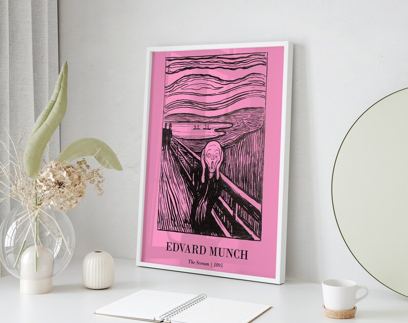 Edvard Munch Poster Edvard Munch Wall Art Vintage Pink Poster Pink Home ...