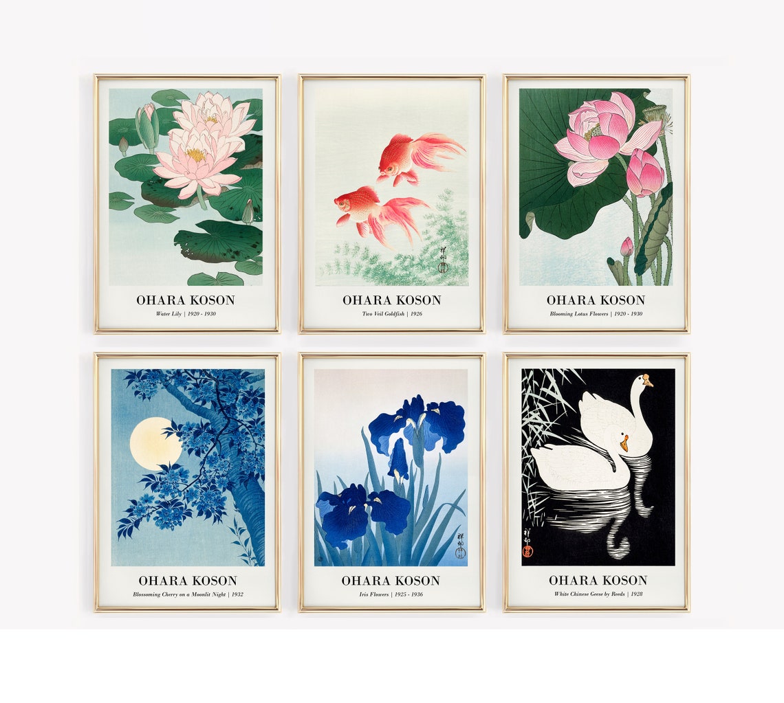 Ohara Koson Posters Set of 6 | Ohara Koson Wall Art | Vintage Japanese ...