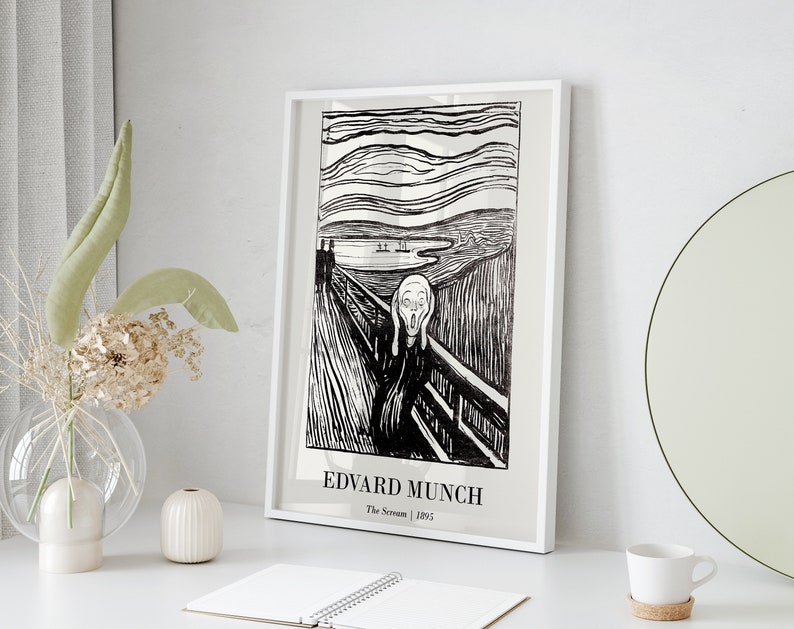 Edvard Munch Poster Edvard Munch Wall Art Vintage Scream Poster Neutral ...