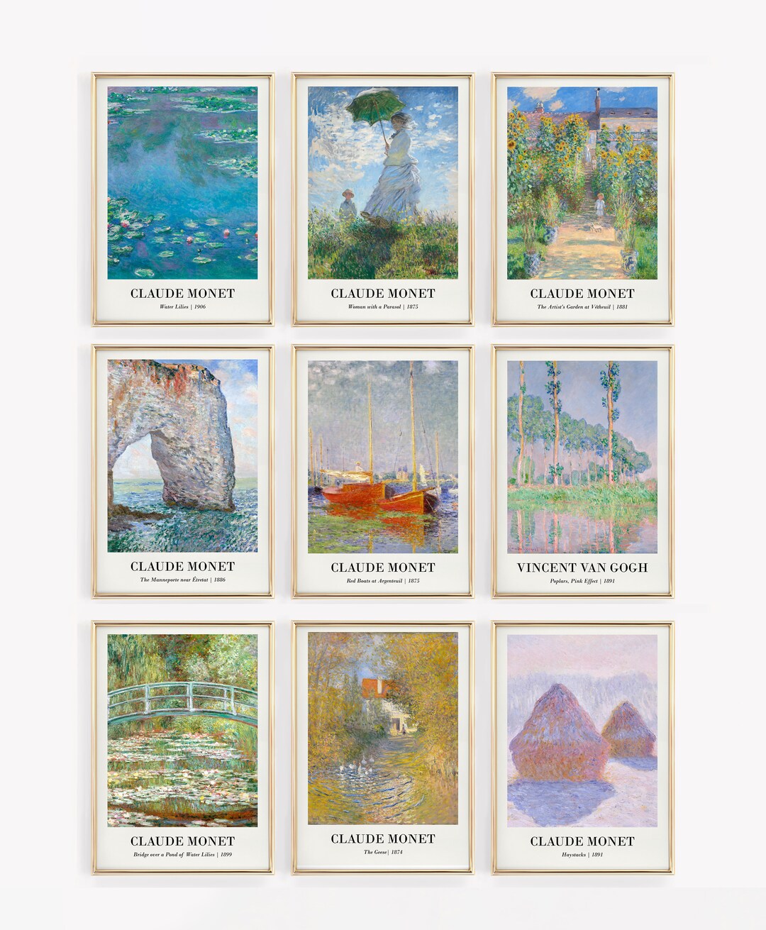 Monet Posters Set of 9 Claude Monet Wall Art Vintage Poster Neutral ...