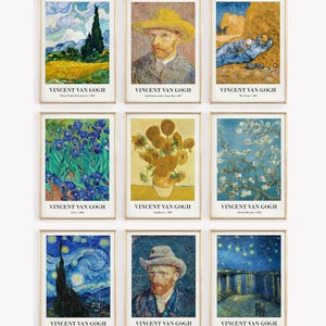 Van Gogh Posters Set of 9 | Vincent Van Gogh Wall Art | Vintage Poster ...