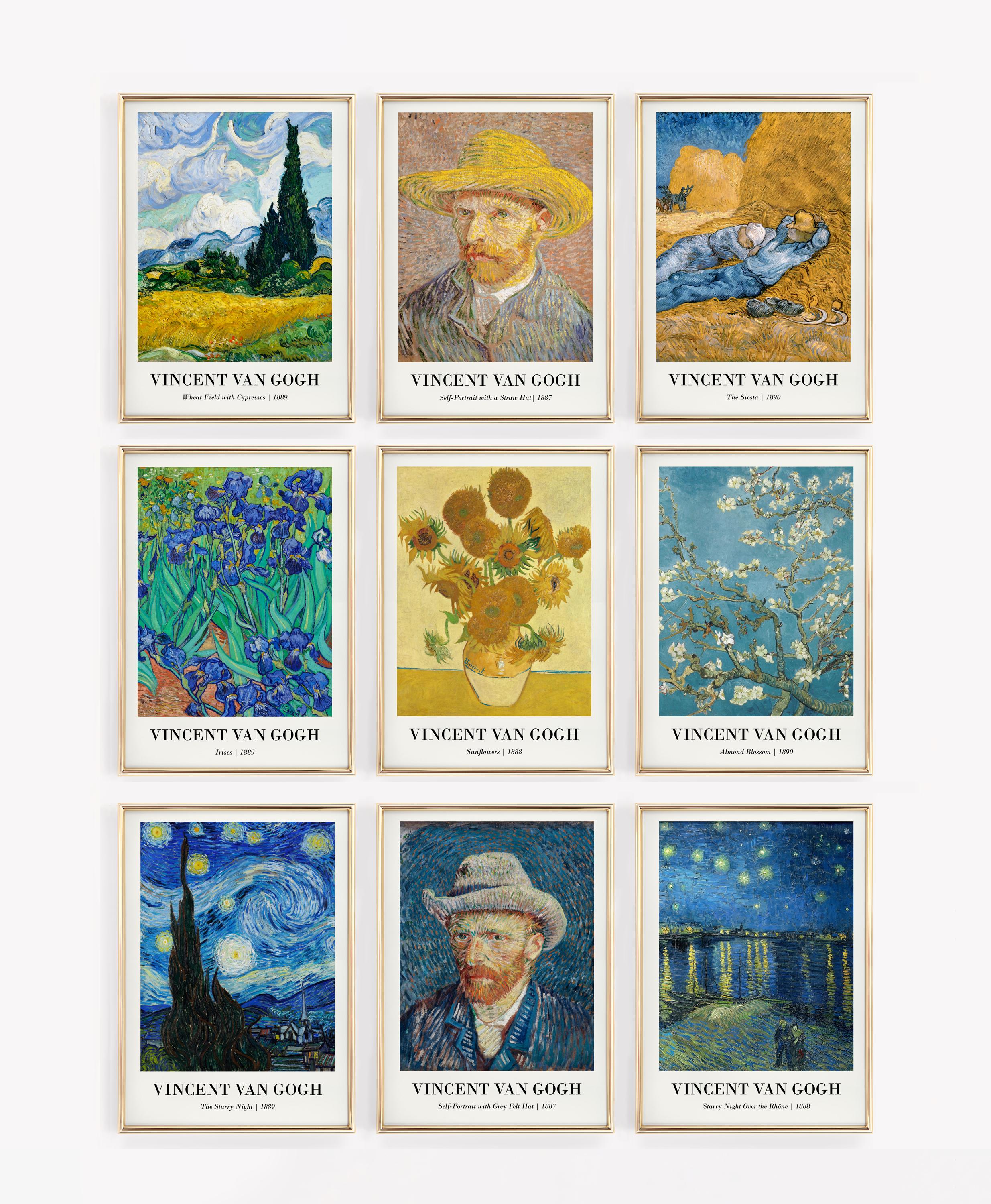 Van Gogh Posters Set of 9 Vincent Van Gogh Wall Art Vintage Poster ...