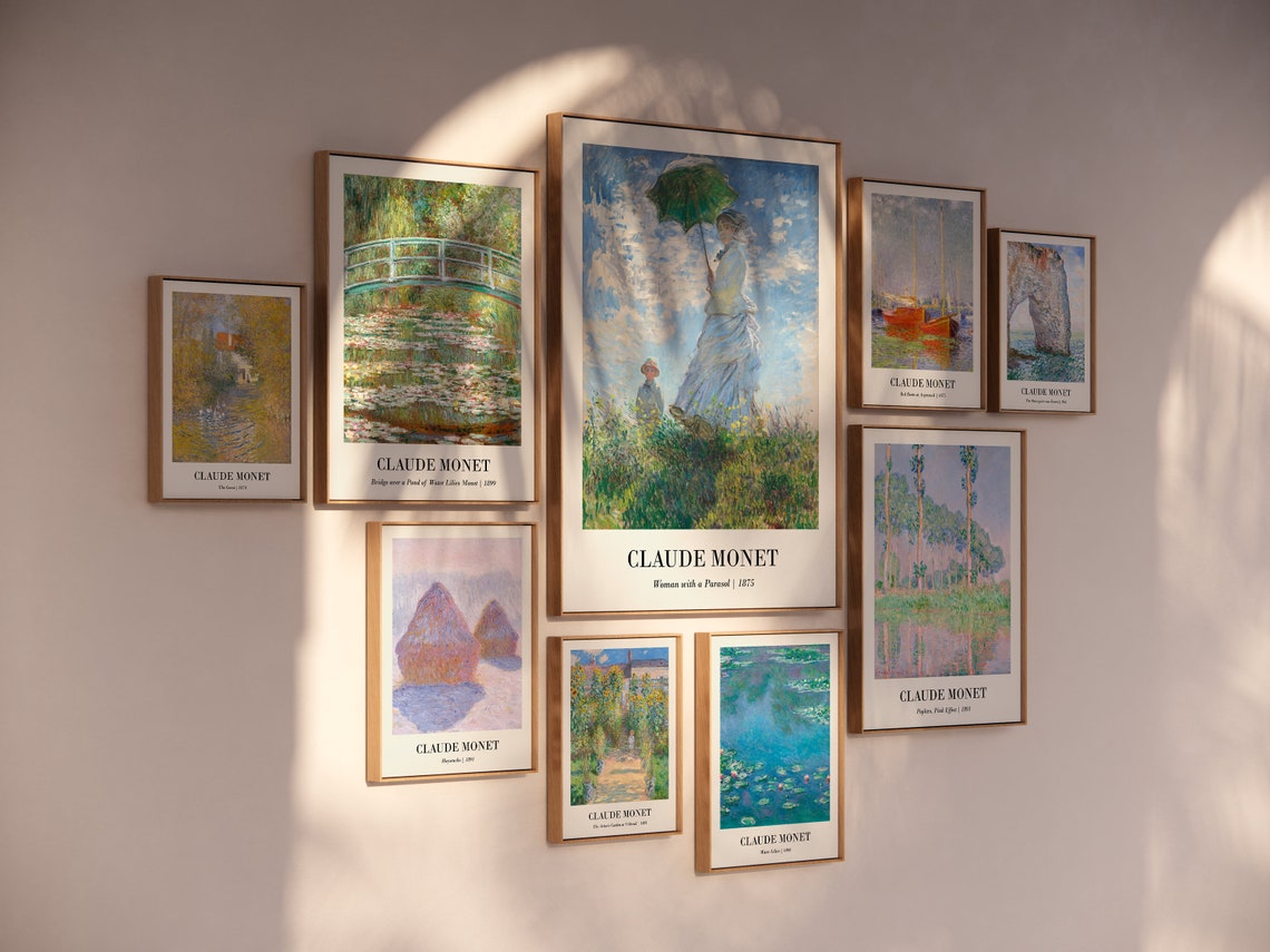 Monet Posters Set of 9 Claude Monet Wall Art Vintage Poster Neutral ...