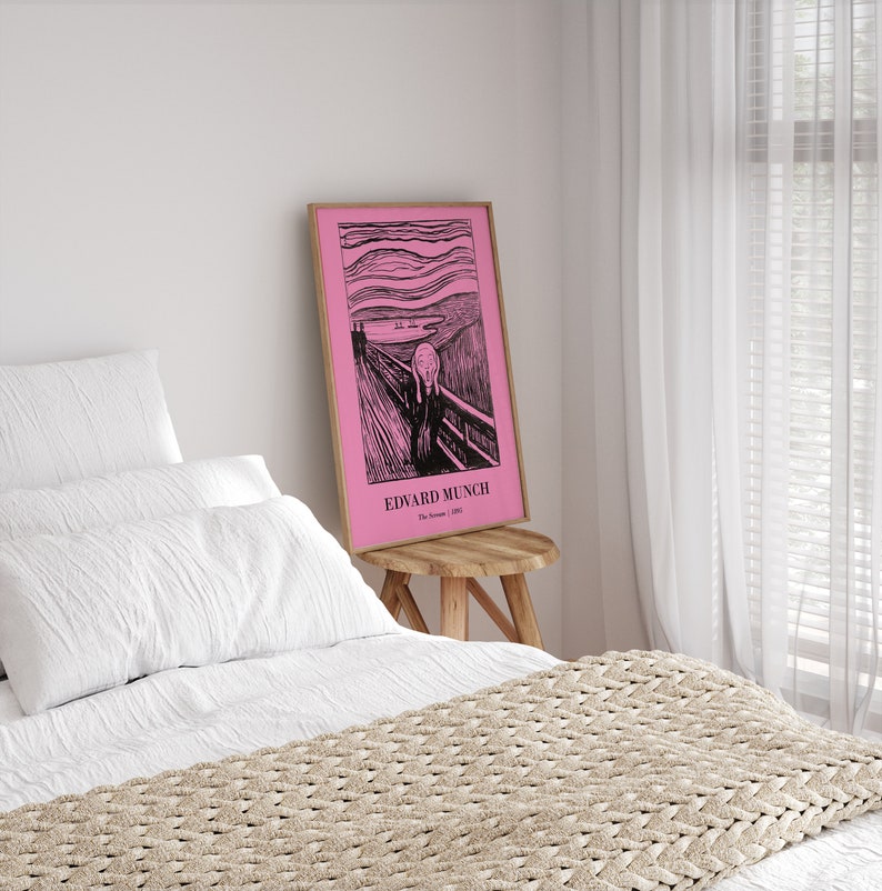 Edvard Munch Poster Edvard Munch Wall Art Vintage Pink Poster Pink Home ...