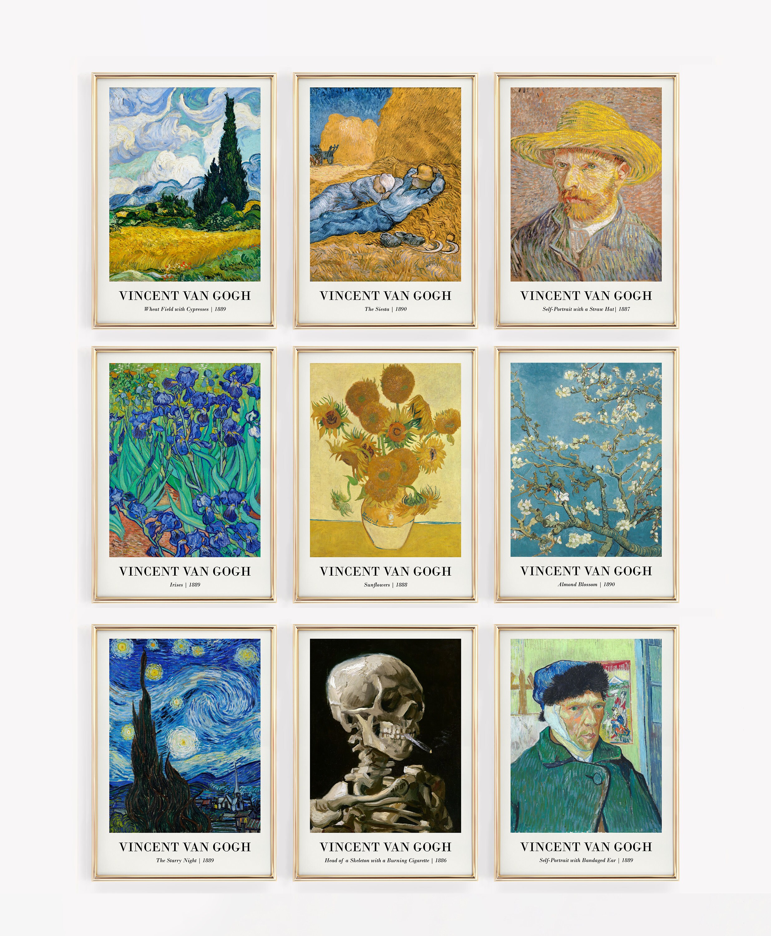Van Gogh Posters Set of 9 Vincent Van Gogh Wall Art Vintage Poster ...